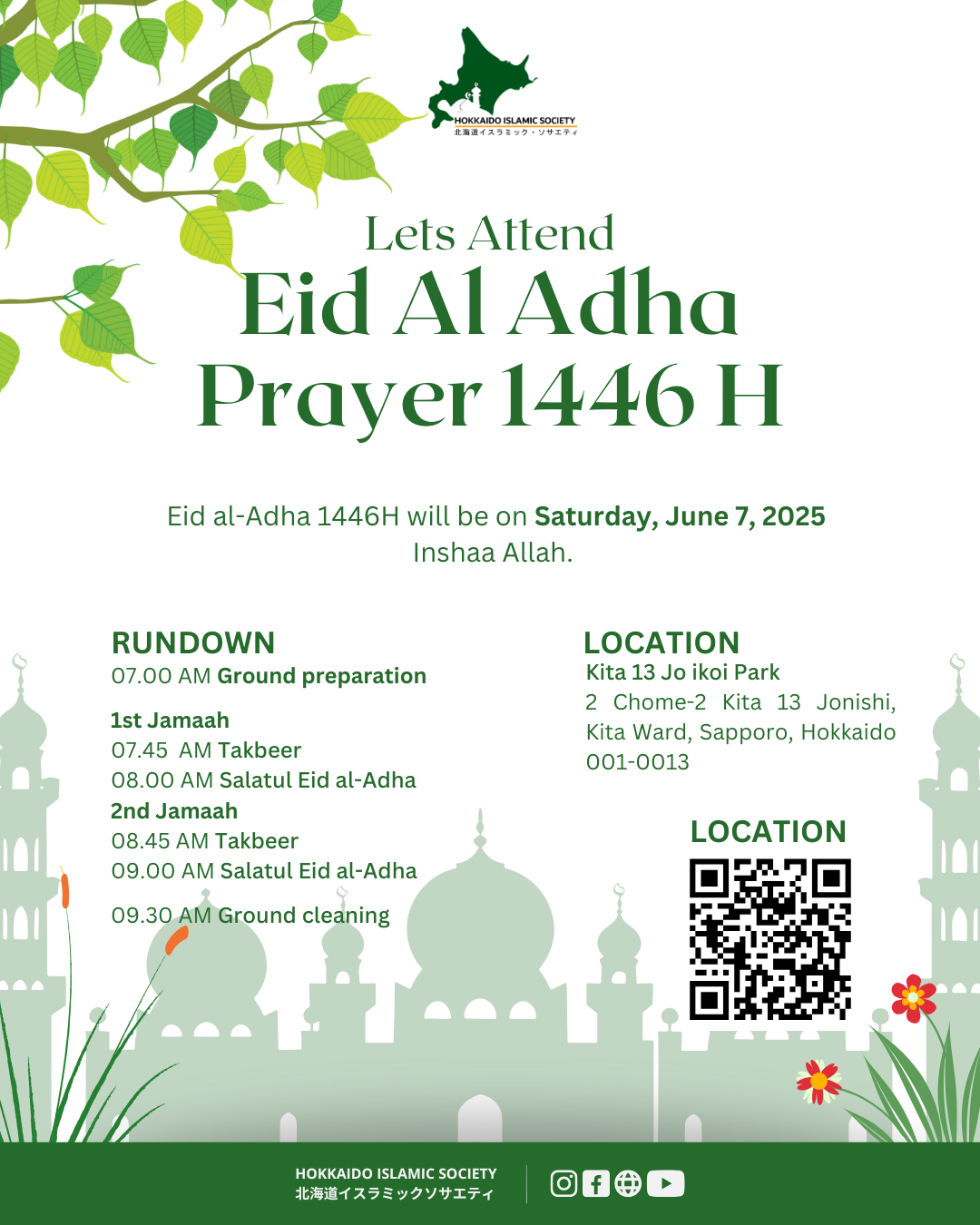 Eid Al Adha Prayer 1446H - Sapporo Masjid